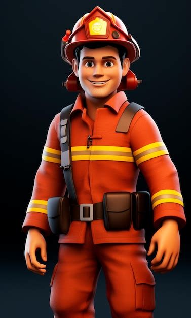 Premium Ai Image 3d Model Of A Firefighter Character