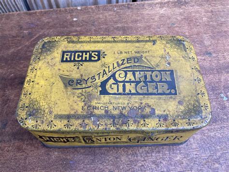Richs Crystalized Canton Ginger 1 Pound Candy Tin Resalvaged