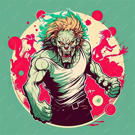 A Drawing Of A Zombie With Green Hair Premium Ai Generated Image
