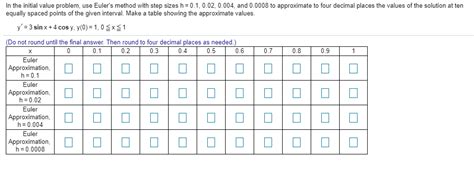 solved in the initial value problem use euler s method with