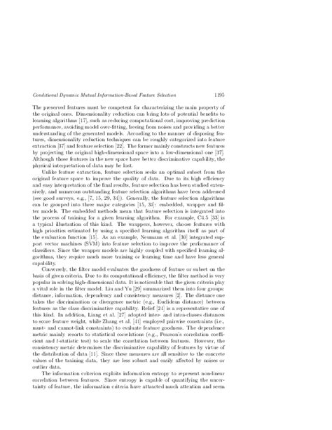 Conditional Dynamic Mutual Information Based Feature Selection