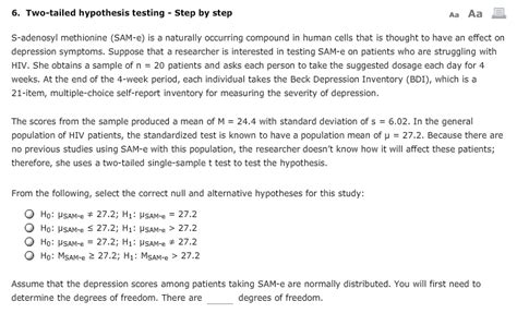 Solved 6 Two Tailed Hypothesis Testing Step By Step Aa Aa