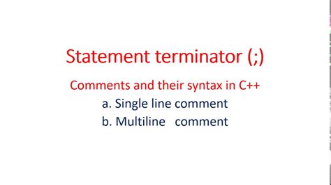 Statement Terminator Comments And Their Syntax In C Urdu Lecture 4