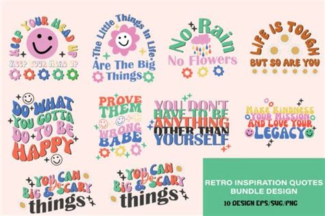 Inspirational Quote Retro Png Bundle Graphic By Mharif · Creative Fabrica
