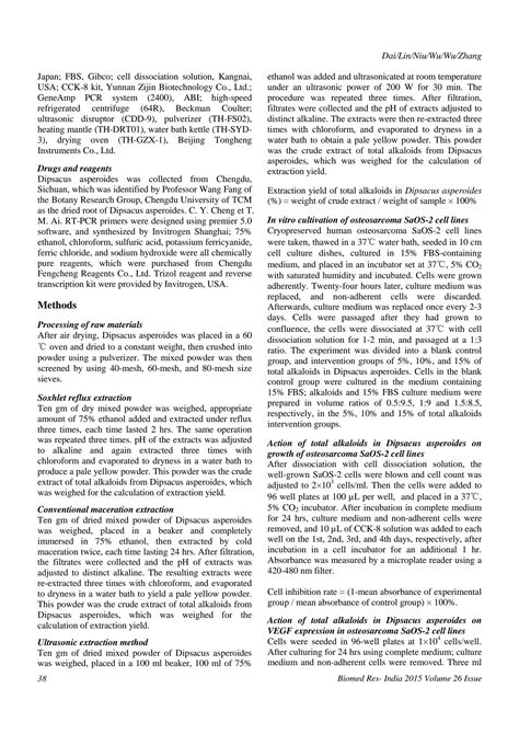 Solution Total Alkaloids In Dipsacus Asperoides And Their Effects On Proliferation