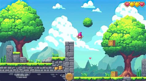 Premium Photo Pixel Platformer Style Jumping Game Computer Console