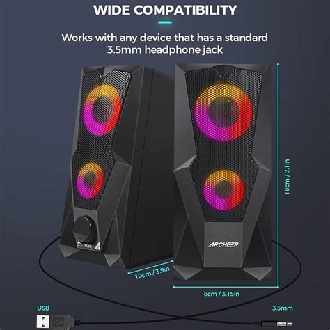 Rgb Gaming Luidsprekers Voor Pc Desktop 10w Comput Vicedeal