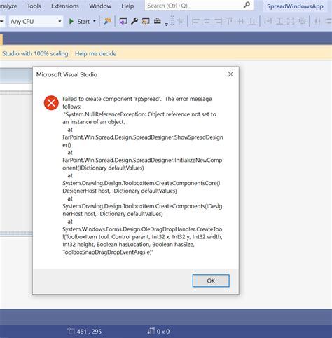 Unable To Insert The Spread Components To Visual Studio Winforms