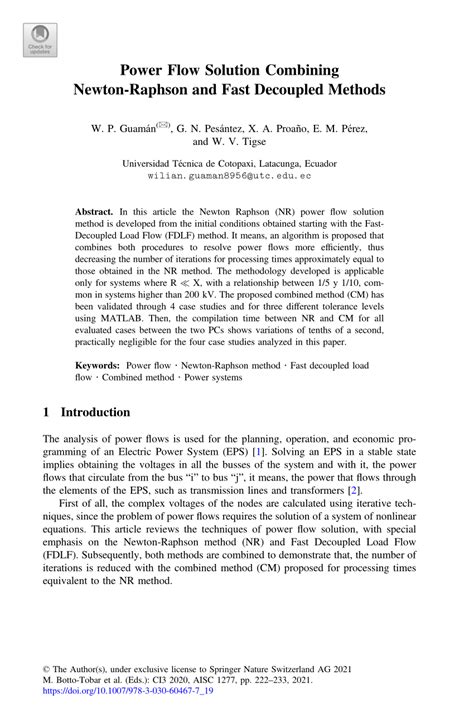 Pdf Power Flow Solution Combining Newton Raphson And Fast Decoupled Methods