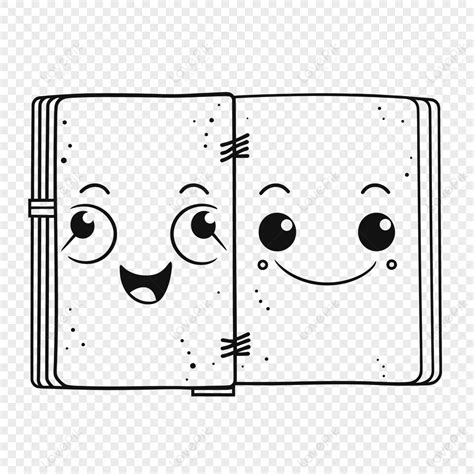 아이들을 위한 행복한 얼굴 색칠 페이지가 있는 두 권의 책 스케치 드로잉 개요 벡터행복하다라인 아트 Png 일러스트 무료