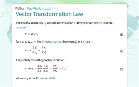Vector Transformation Law From Wolfram Mathworld