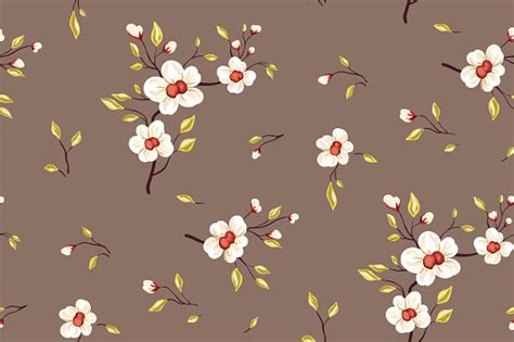 빈티지 스타일의 가지에 작은 꽃이있는 완벽한 꽃 무늬 벡터 가을에 대한 스톡 벡터 아트 및 기타 이미지 가을 개화기 고풍