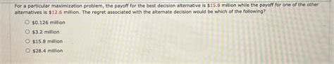 solved for a particular maximization problem the payoff for