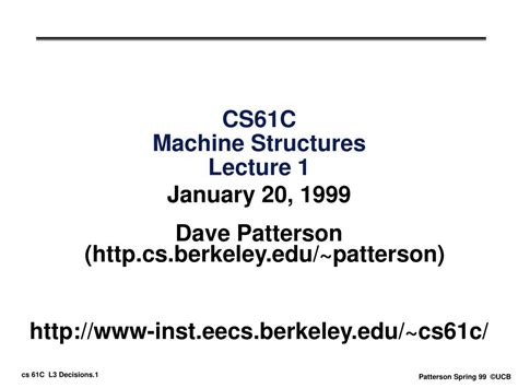 Ppt Cs61c Machine Structures Lecture 1 Powerpoint Presentation Free