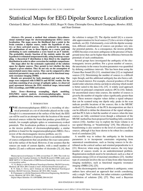 Pdf Statistical Maps For Eeg Dipolar Source Localization