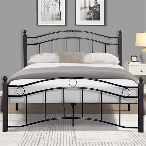 Queen Size Metal Bed Frame With Headboard And Footboardindustrial