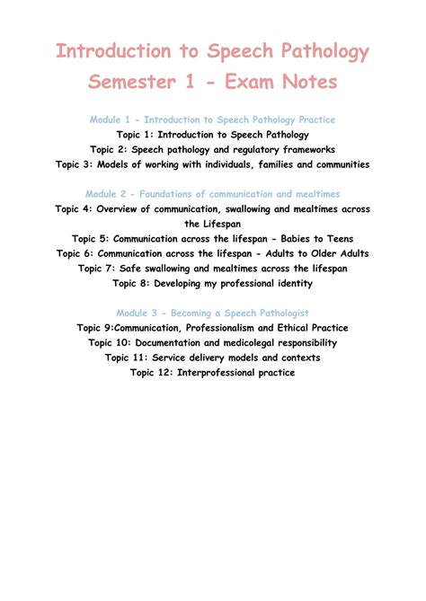 introduction to speech pathology subject completed notes reha 1005