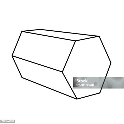 게임 아이콘 패키징 디자인 로고 모바일 Ui 웹 교육을 위한 검은색 선형 육각형 프리즘 흰색 배경에 육각형 당신의 디자인을 위한 기하학적 그림 개요 0명에 대한 스톡 벡터