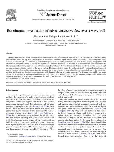 Experimental Investigation Of Mixed Convective Flow Over A Wavy Wall Pdf Reynolds Number