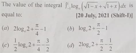 Integral Of Logarithmic Function Sathee Forum