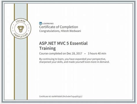 Hitesh Wedwani On Linkedin Completed Aspnet Mvc 5
