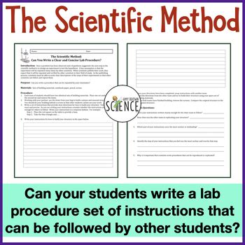 FREE Scientific Method Can You Write A Clear Lab Procedure TPT