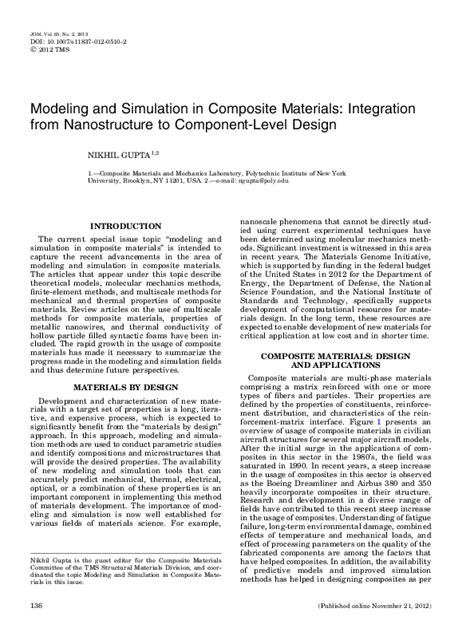 Pdf Modeling And Simulation In Composite Materials Integration From