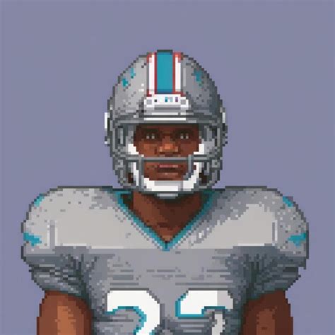 Pixel Art Of A Football Player In Helmet Showcasing Classic Style
