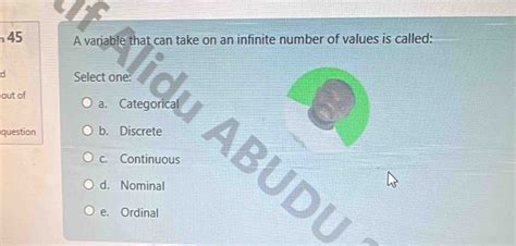 solved a variable that can take on an infinite number of values is