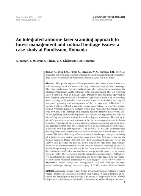 Pdf An Integrated Airborne Laser Scanning Approach To Forest