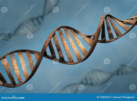 Biotechnology Concept Of Old Dna And Protein Letter Background Rust Dna And Protein Sequence 3d