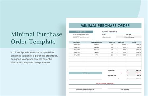 Purchase Order Template For Excel