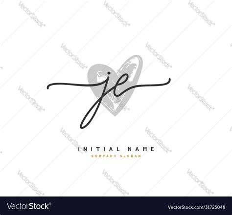 J E Je Beauty Initial Logo Handwriting Logo Vector Image