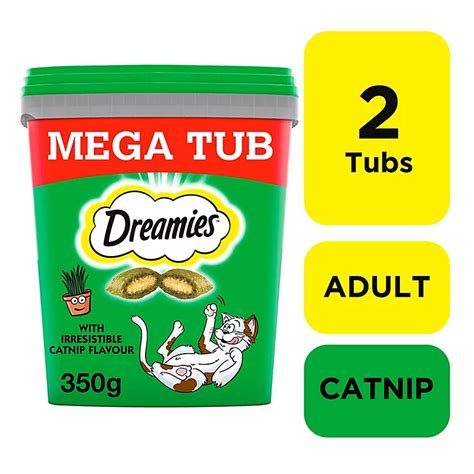 2 X 350g Dreamies Catnip Cat Treats Mega Tubs Cat Biscuits 700g Diy