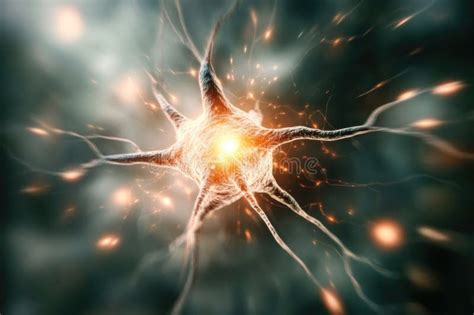Glowing Neuron Cell Conceptual Representation Of Neural Activity And