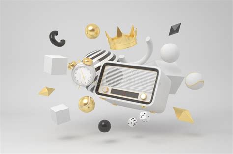 Retro Radio And Sports Elements In Mid Air Stock Illustration