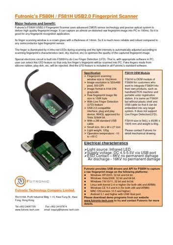 Sensor Type Optical Sensors Futronics Fs80h Fingerprint Scanner At Rs 4900 Piece In Pune