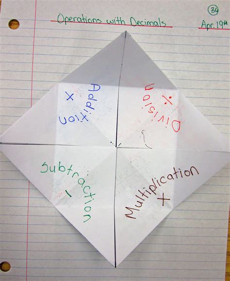 multiplying decimals foldable examples and forms
