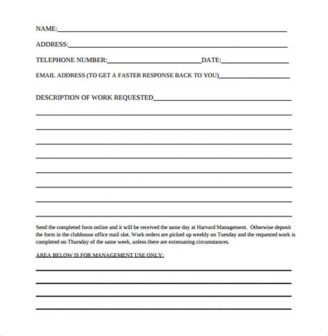 Work Order Template 16 Download Free Documents In PDF Word