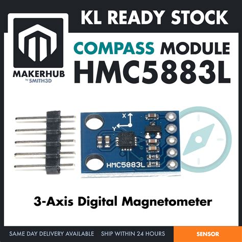 Compass Module Gy 273 3 Axis Magnetometer Magnetoresistiv Compass Module Hmc5883l Makerhub