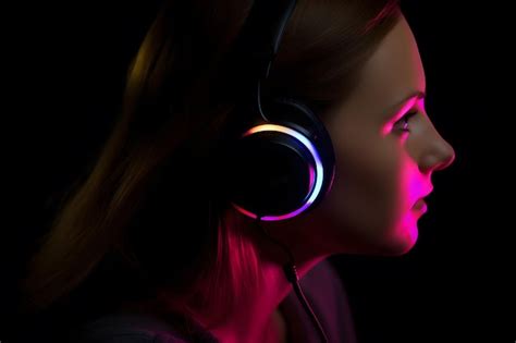 Premium Ai Image Girl Listening To Music With Wireless Headphones