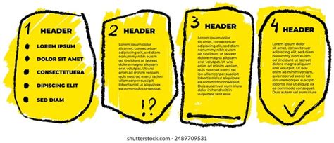 4 hand drawn text boxes step stock vector royalty free 2489286853
