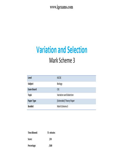 18 3 Variation And Selection Igcse Cie Biology Ext Theory Ms L Pdf