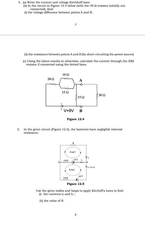 Solved 4 A Write The Current And Voltage Kirchhoff Laws