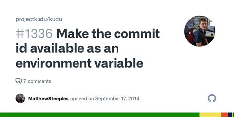 Make The Commit Id Available As An Environment Variable Issue Projectkudu Kudu GitHub