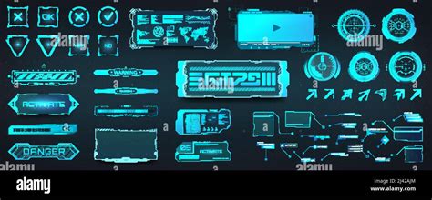 digital hud box set for futuristic ui ux gui projects stock vector
