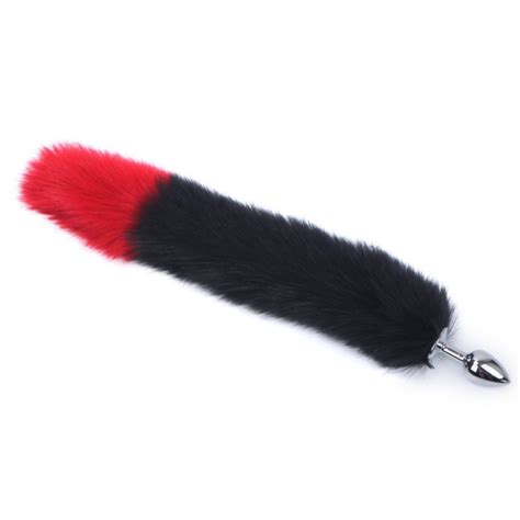 Plug Anal Em Aço Inoxidável Calda De Raposa Vermelho E Preto Loja Pimenta