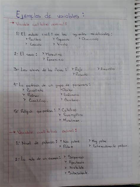 BIOESTADISTICA Jue Sab Tarea Ejemplos De Los Tipos De Variables