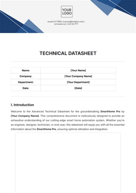 Free Datasheet Template Free Printable