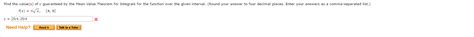 solved find the value s of c guaranteed by the mean value